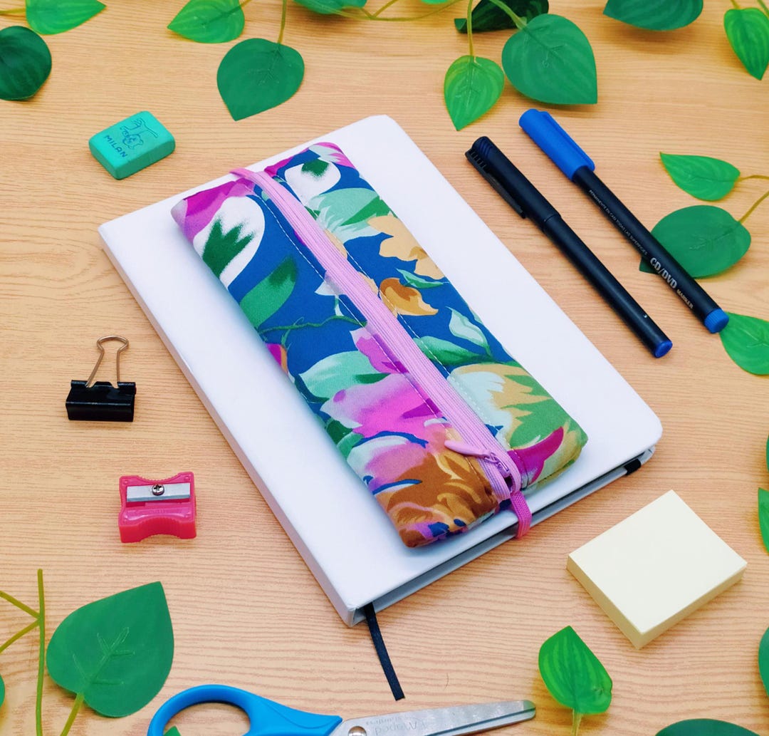 Pink Floral Pencil Case, Notebook Holder, Navy Blue Pouch, Pencil Case ...