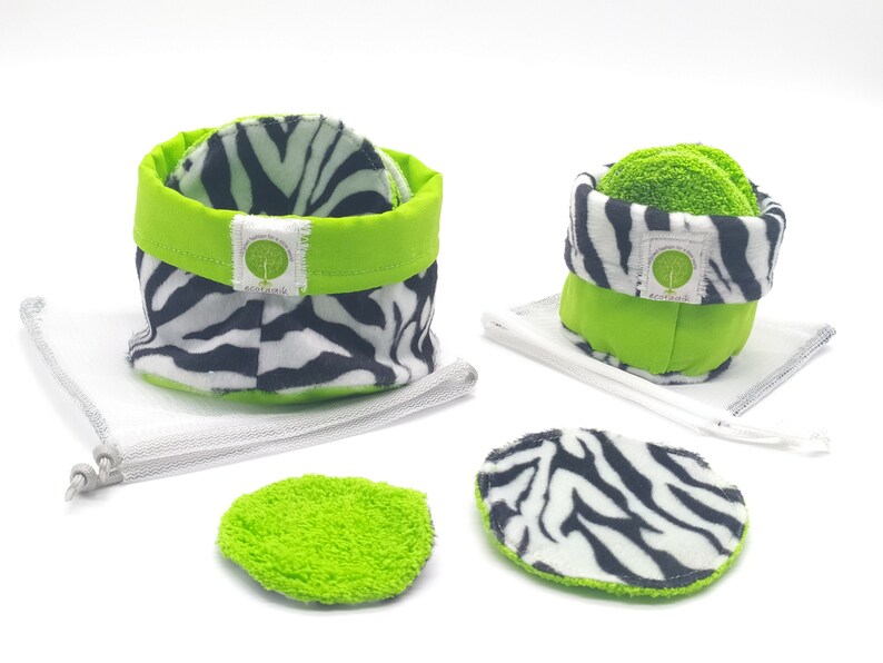 Zebra Print Reusable Face Wipes, Animal Print Green Makeup Remover ...