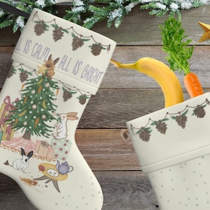 All is Calm Cute Bunny Rabbit Christmas Stocking | Bunny Rabbit Holiday ...