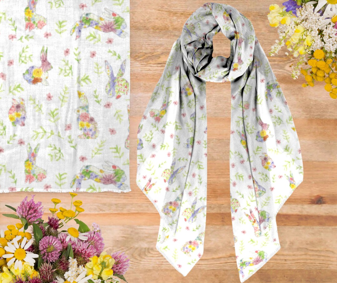 Wildflower Bunny Rabbit Model Scarf | Floral Rabbit Scarf | Bunny Lover ...