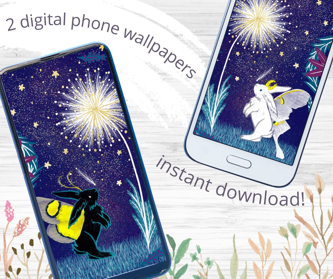 Mothcore Bunny Rabbit Digital Fairy Aesthetic Phone Wallpaper Digital ...
