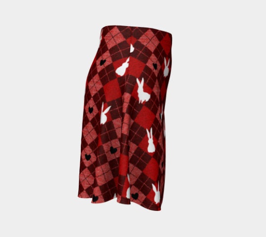Red Argyle White Rabbit Wonderland Bunny Skirt Kawaii Bunny - Etsy