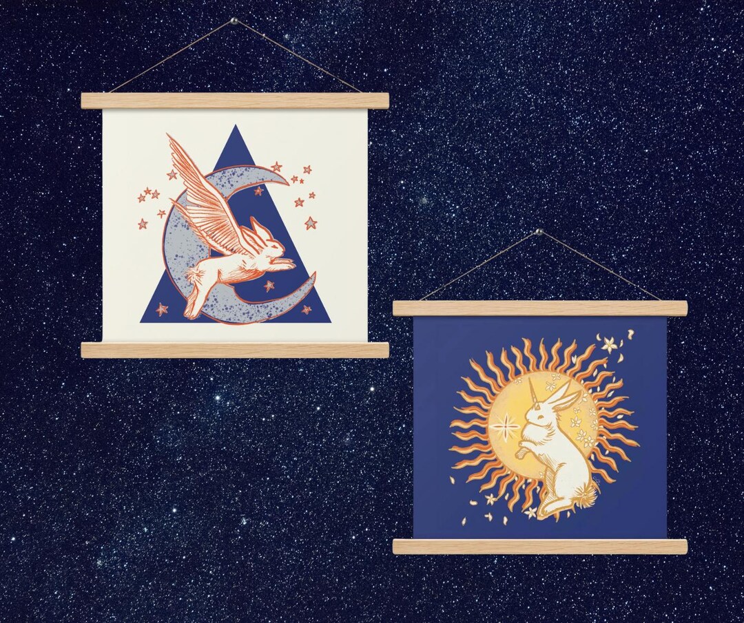 Art Deco Cute Bunny Rabbit Wall Illustration Art Poster Print | Vintage ...