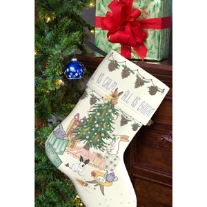 All is Calm Cute Bunny Rabbit Christmas Stocking | Bunny Rabbit Holiday ...