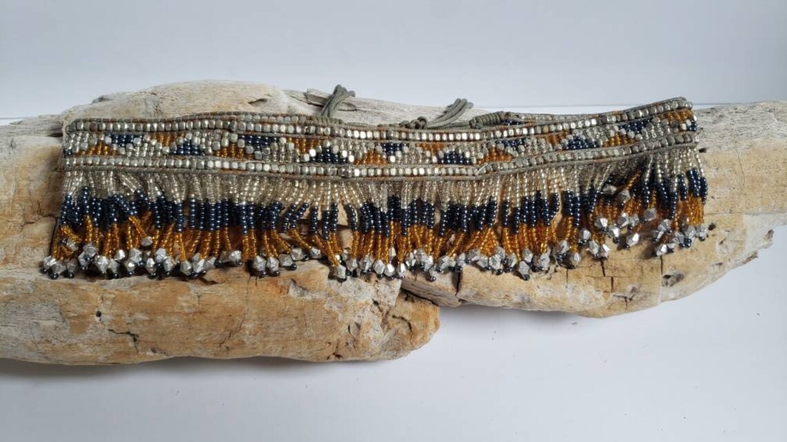 Aztec Metalic Beaded Choker Aztec Choker Western Choker - Etsy