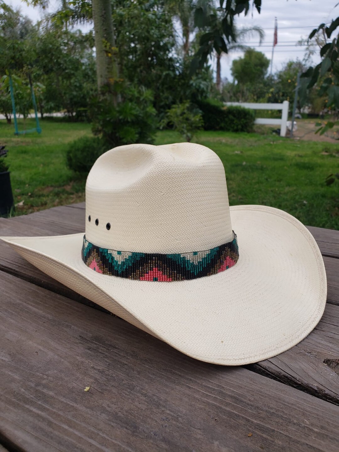 Bohemian Hat Band Aztec Beaded Hat Band Beaded Multicolor - Etsy