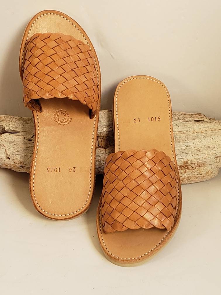 Tan Leather Sandal for Woman Woven Sandals Natural Leather | Etsy