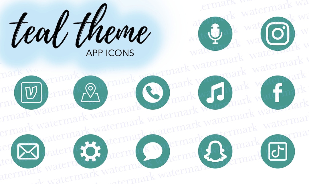 Teal Theme | Ios 14 App Icons | Ios 14 Icon Pack | Icon Covers - Etsy