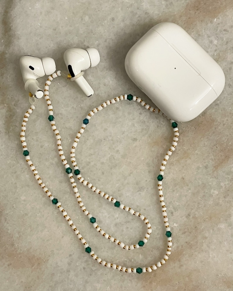 Customizable Mask/ Airpod Chain With Gem Bead. Please Specify | Etsy