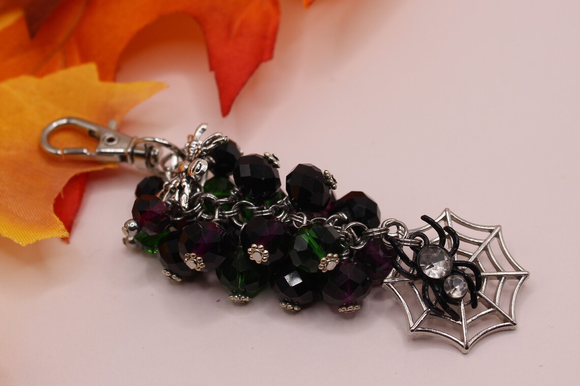 Halloween Purse Dangle Spider Purse Charm Beaded Clip for - Etsy