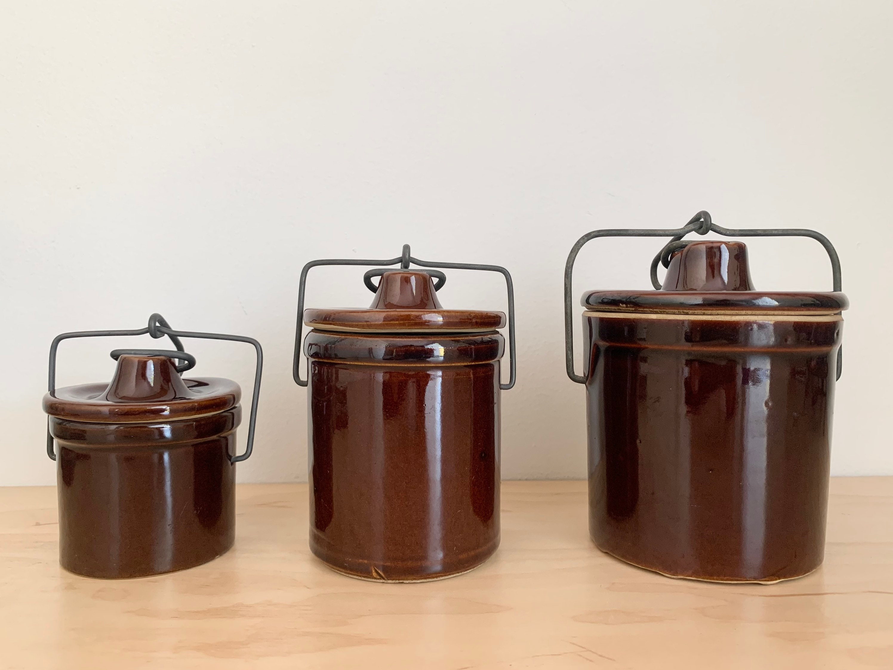 Canister Sets Antique Clay Canning Jar with Metal Latch. Glazed ...