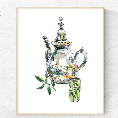Arabic Mint Tea Art Print Islamic Kitchen Wall Art Arabian - Etsy