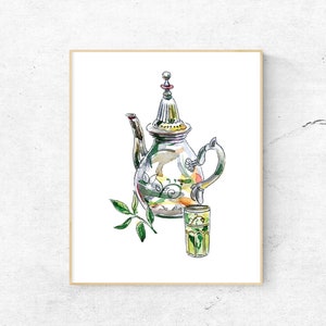 Arabic Mint Tea Art Print, Islamic Kitchen Wall Art, Arabian Art, Gifts ...