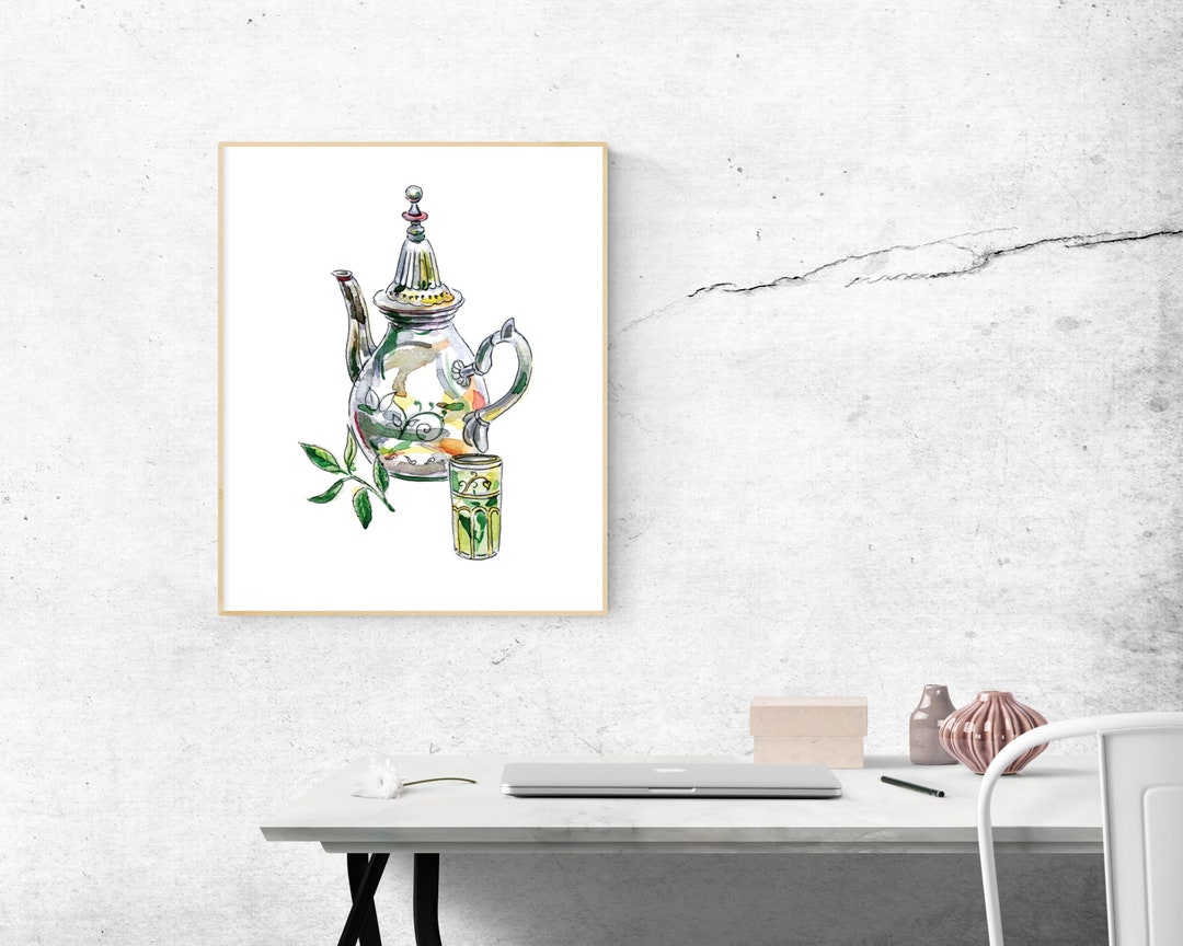 Arabic Mint Tea Art Print, Islamic Kitchen Wall Art, Arabian Art, Gifts ...