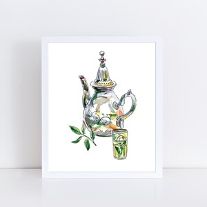 Arabic Mint Tea Art Print, Islamic Kitchen Wall Art, Arabian Art, Gifts ...