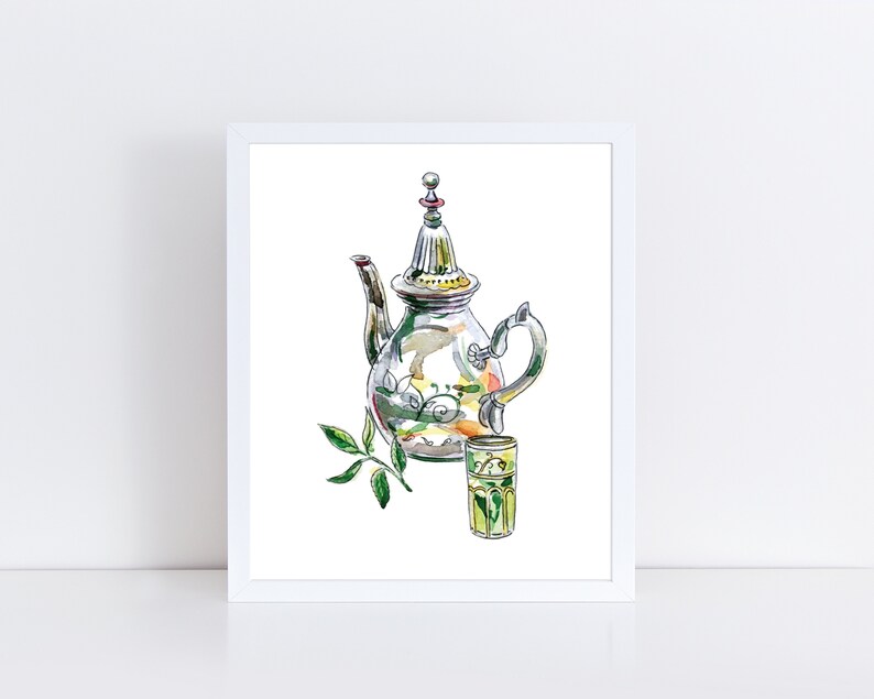 Arabic Mint Tea Art Print, Islamic Kitchen Wall Art, Arabian Art, Gifts ...