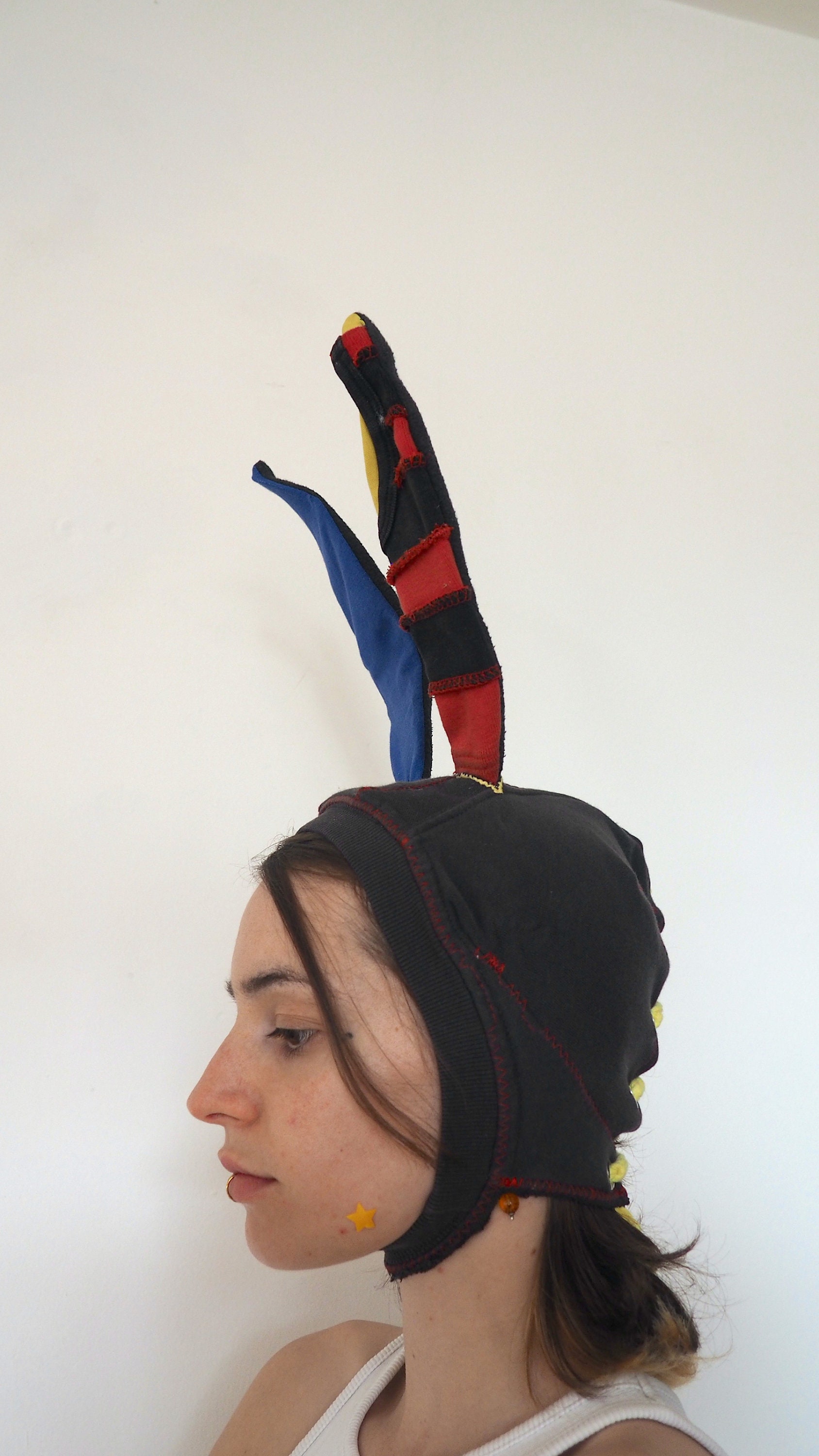 Patchwork Circus Bunny Hood Bunny Ear Bonnet With Corset Tie Back - Etsy