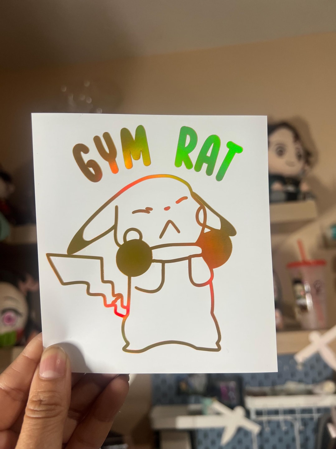 Car Decal Anime , Gym Rat Decal , Gym Decal , Holographic Decal, Anime ...