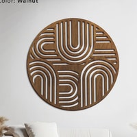 Round Wood Wall Art Set | Modern Wood Wall Art | Geometric Decor | Boho ...
