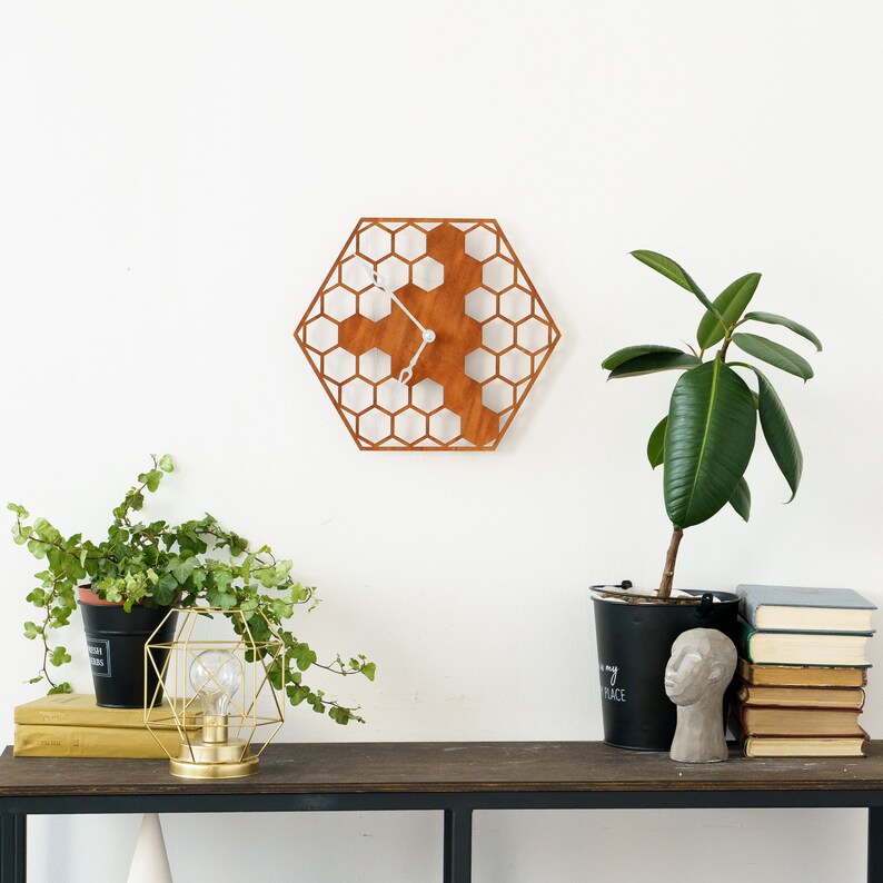 Honeycomb Wall Clock Hexagon Clock Minimalist Large Wall - Etsy