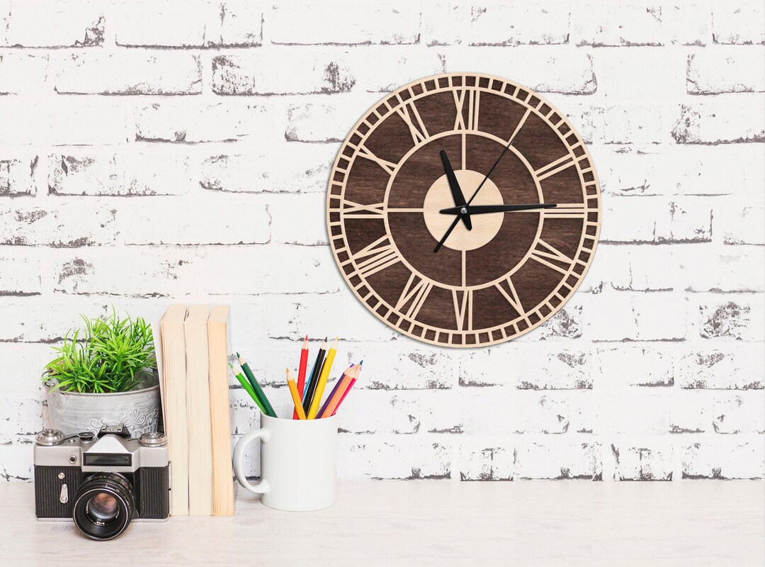 Roman Numeral Wall Clock, Wooden Wall Clock, Wood Wall Clock Rustic ...