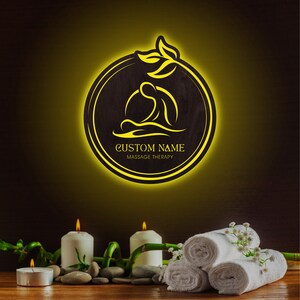 Massage Neon Sign, Therapist Sign Led, Business Light up Sign, Spa Name ...