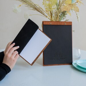 Custom Menu Book, Leather Menu Binder, Wood Menu Folder, Menu Binder ...