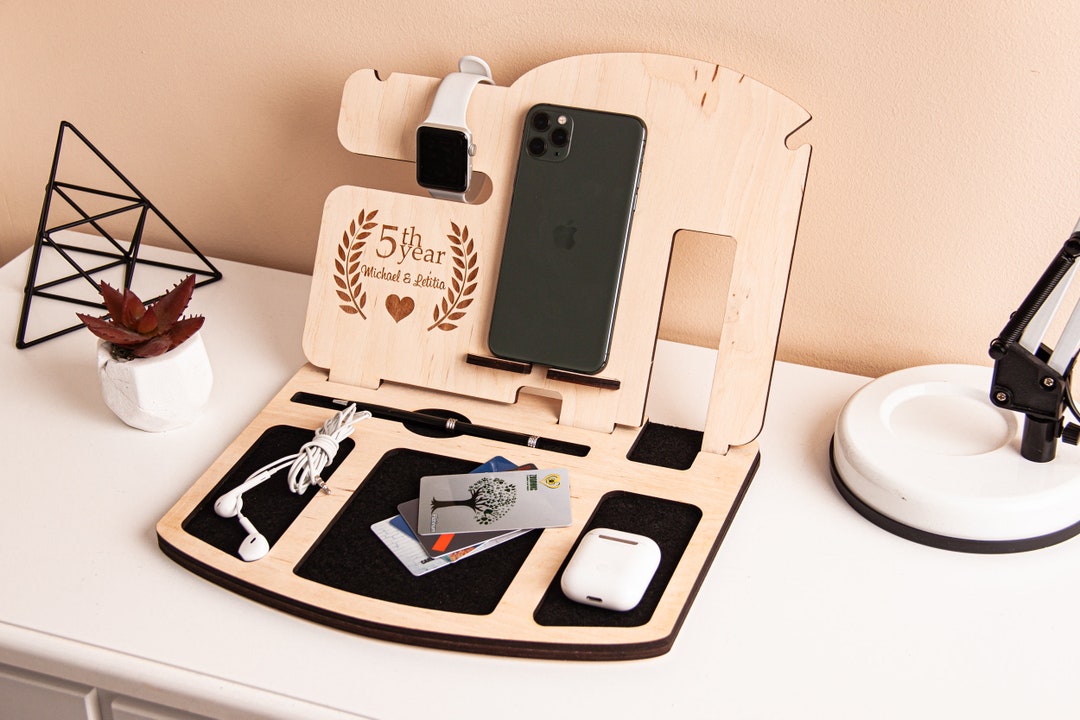 Custom Docking Station, Docking Station Men Wood, Wallet Watch Holder ...