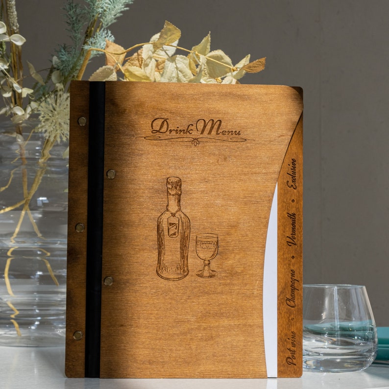 Wooden Menu Cover, Drink Menu Custom, Restaurant Menu, Drink Menu ...