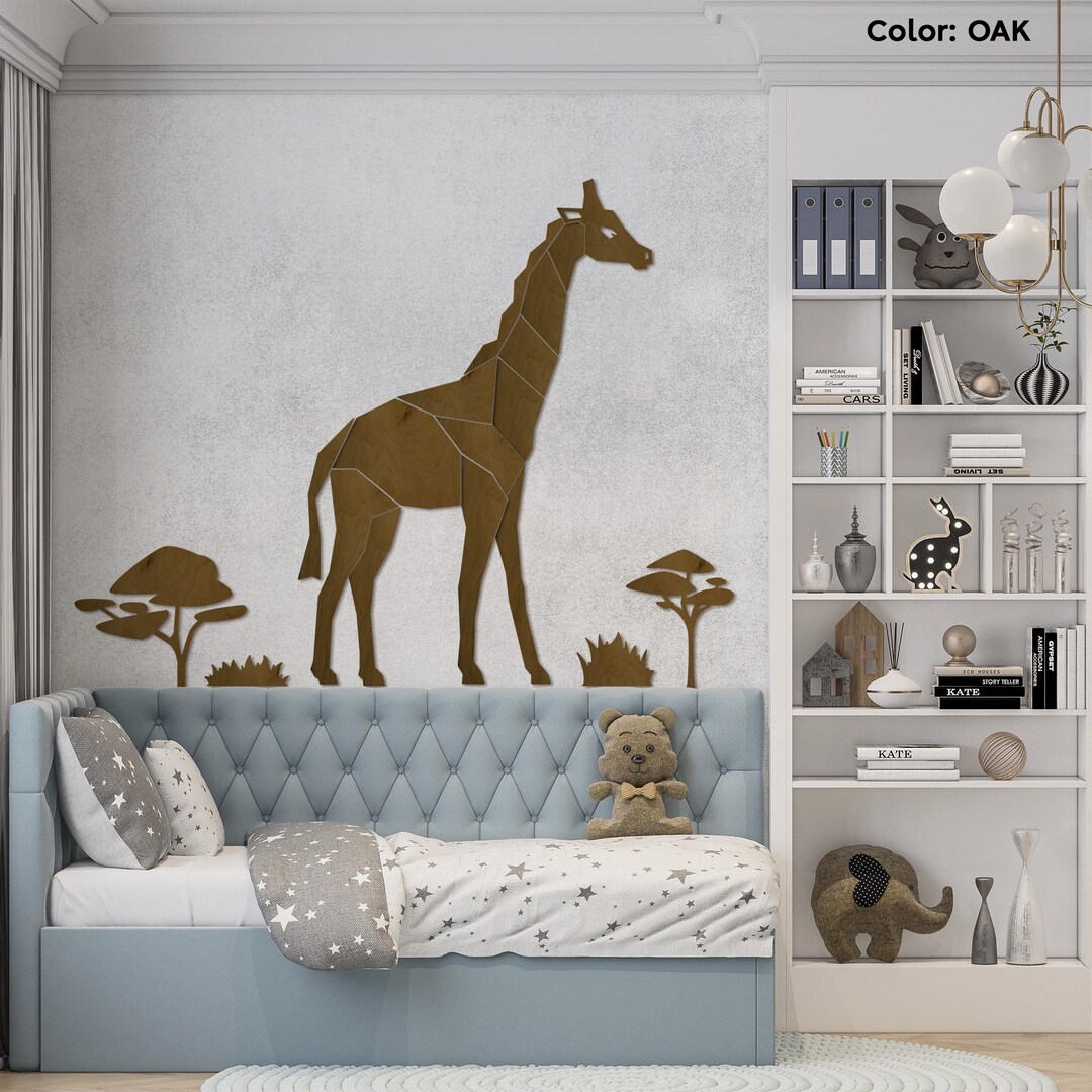 Giraffe Wall Art Kid, Geometric Giraffe, Giraffe Wooden Art, Giraffe ...