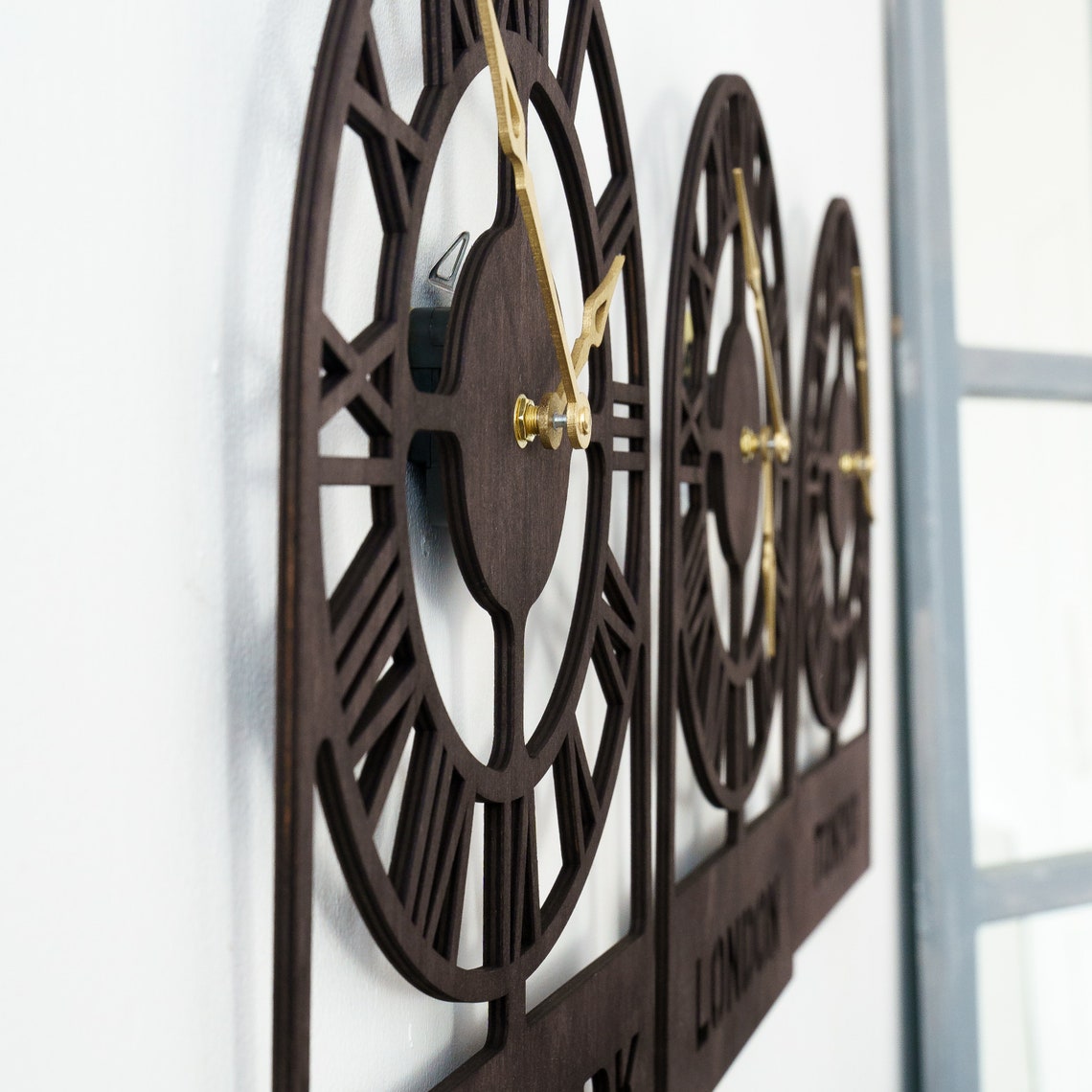 Name Cities Clock, Custom City Clock Wood, City Wall Clock, Roman ...