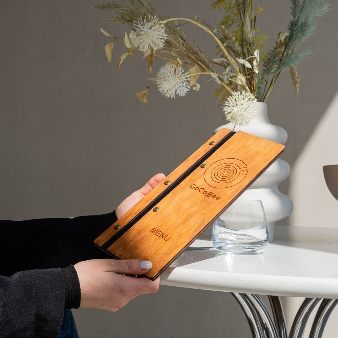 Wooden Menu Folder, Cafe Menu Holder, Wine Menu Book, Drink Menu Holder ...