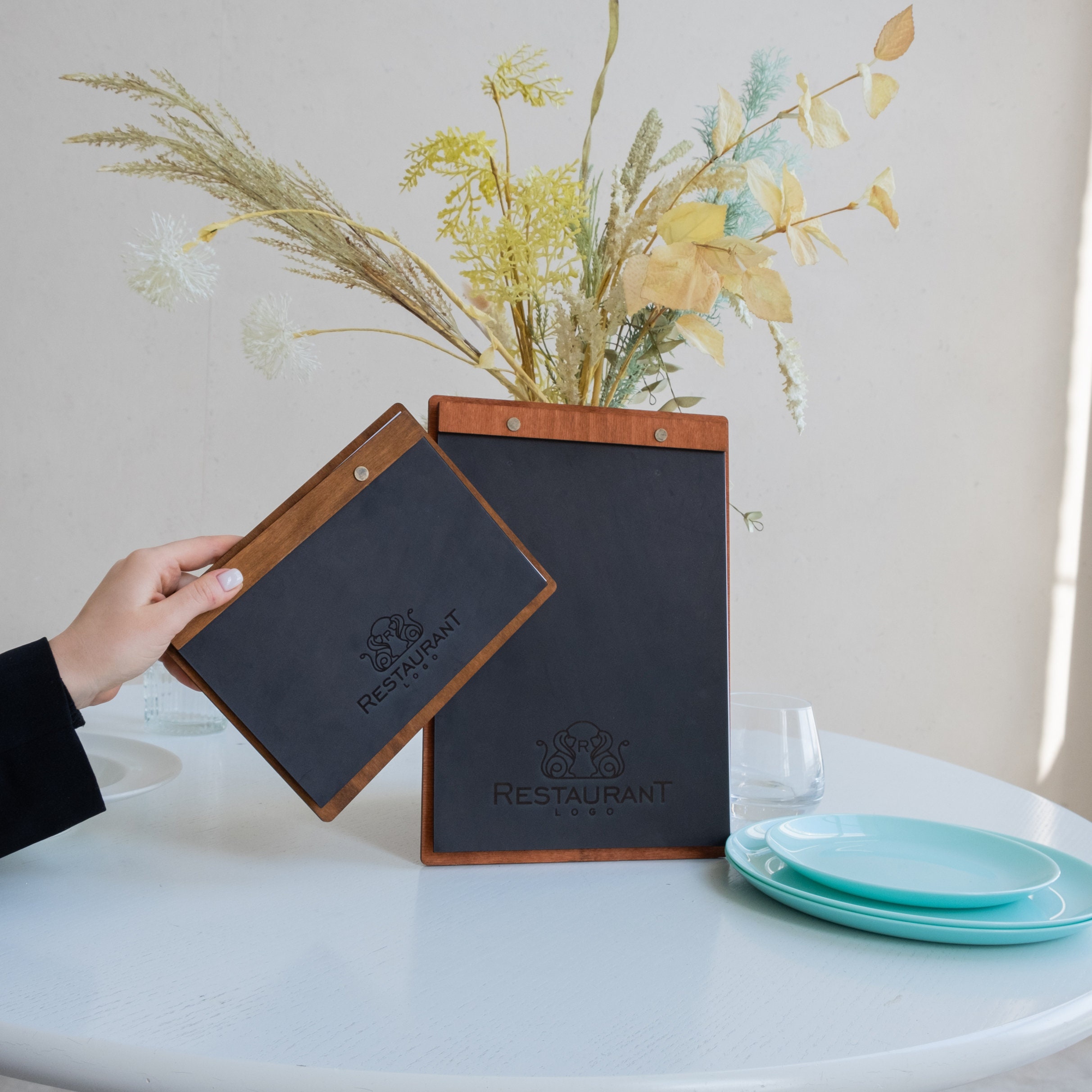 Custom Menu Book, Leather Menu Binder, Wood Menu Folder, Menu Binder ...