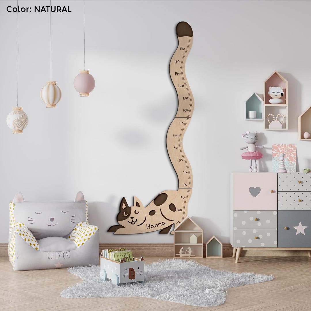 Cat Height Chart, Cat Nursery Art, Animal Growth Chart, Animal Height ...