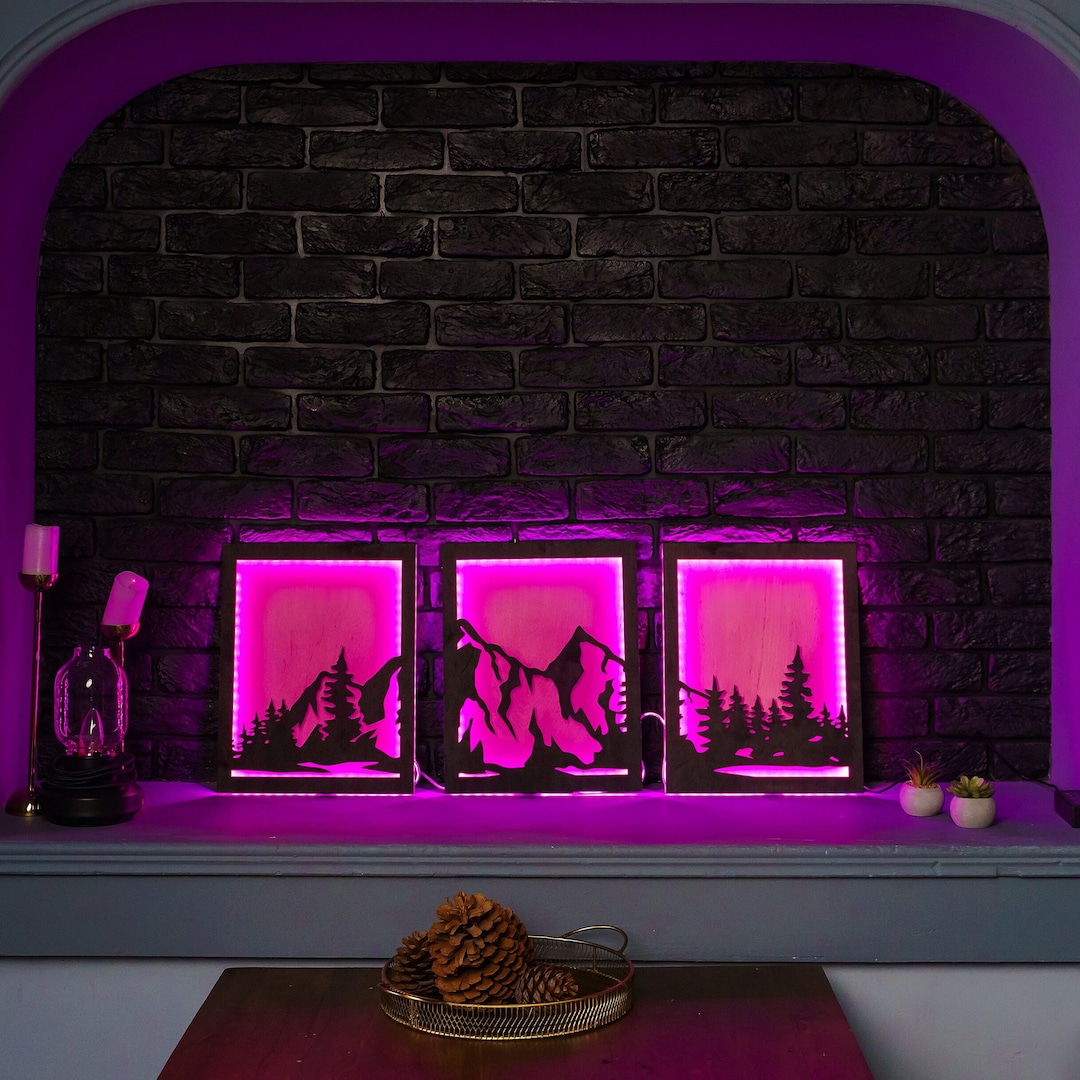 Mountain Wall Art With Lights, Mountain Decor, Mountain Neon Sign ...