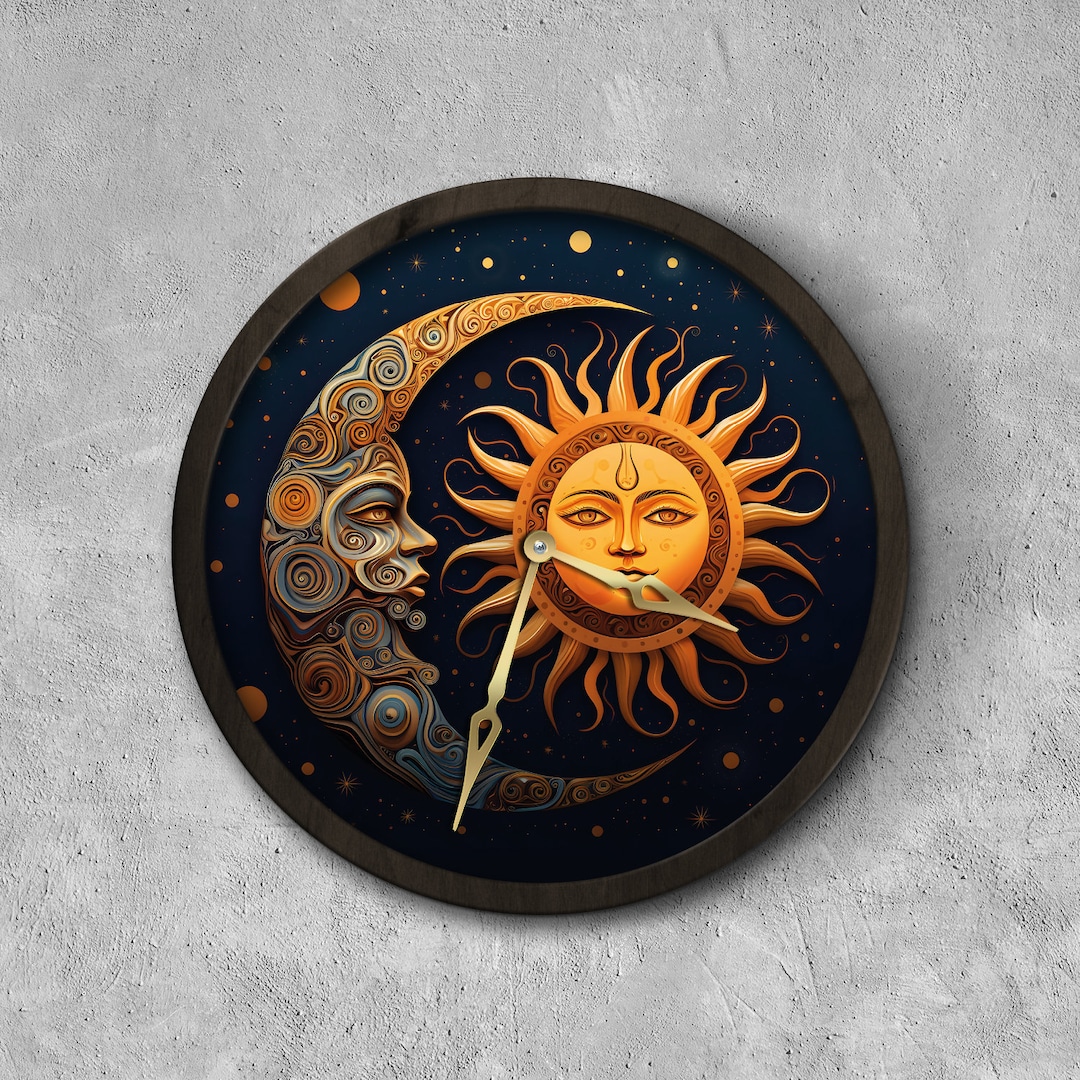 Sun Moon Clock, Moon Clock, Sun Clock, Lunar Clock, Unique Clock ...