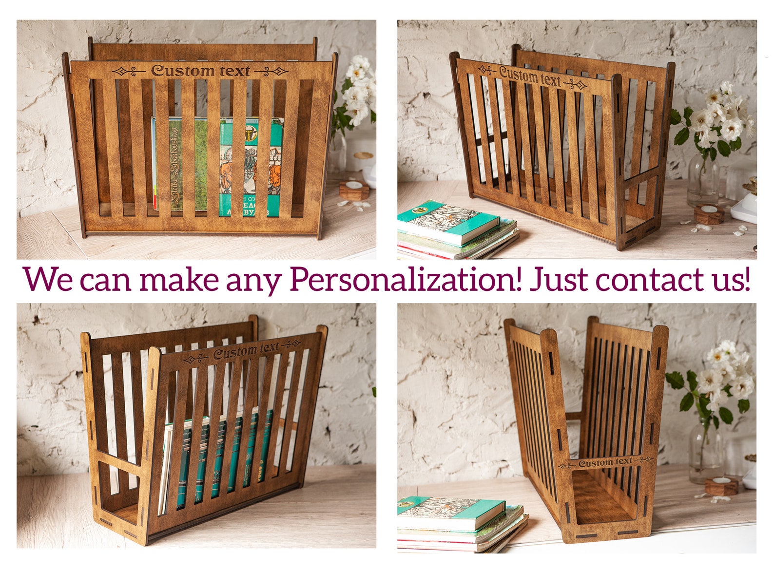 Desktop Bookshelf Custom Book Box Storage Personalized Free Standing ...