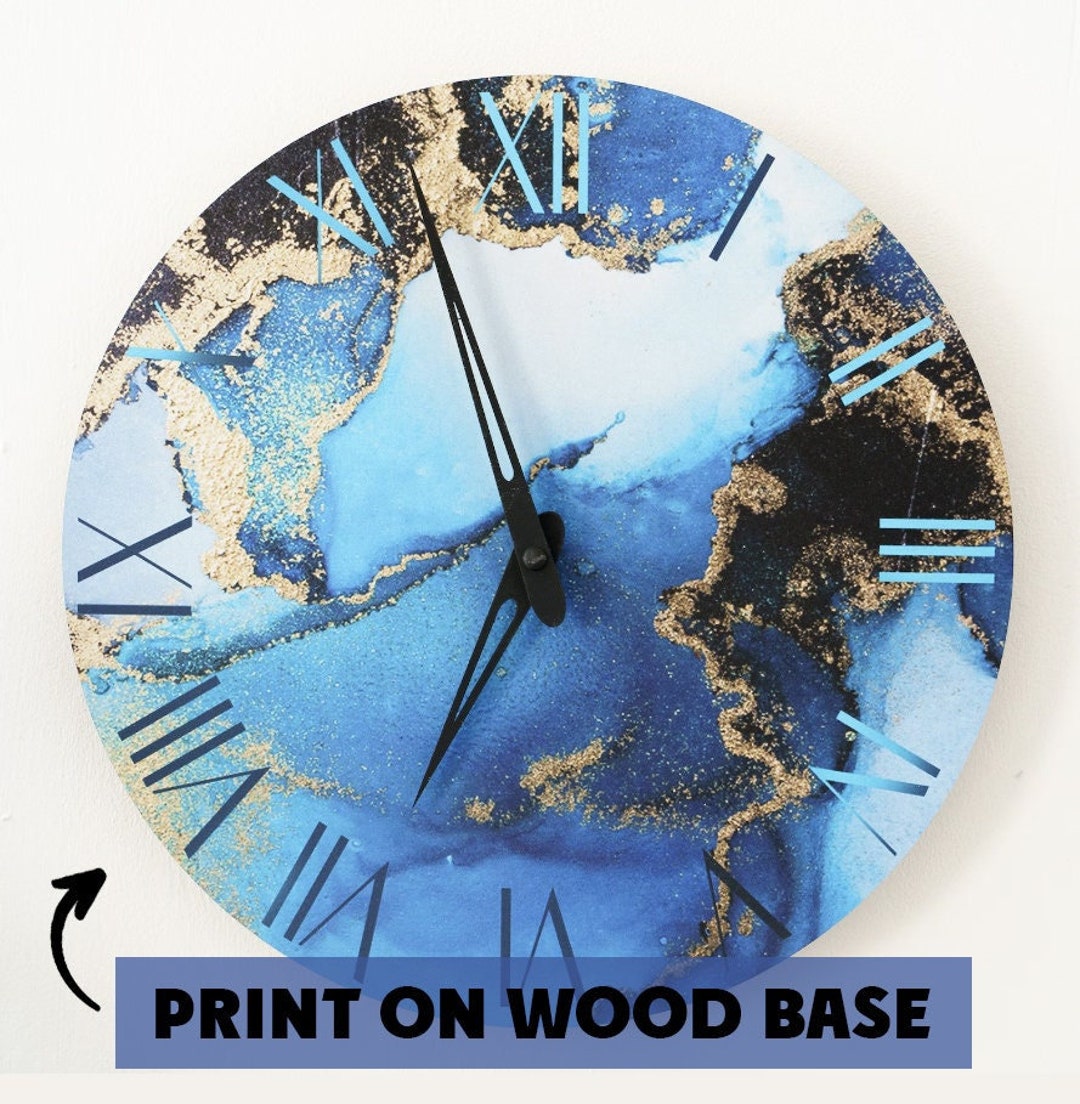 Large Epoxy Wall Clock, Modern Wall Clock Silent, Wall Clock With Roman ...