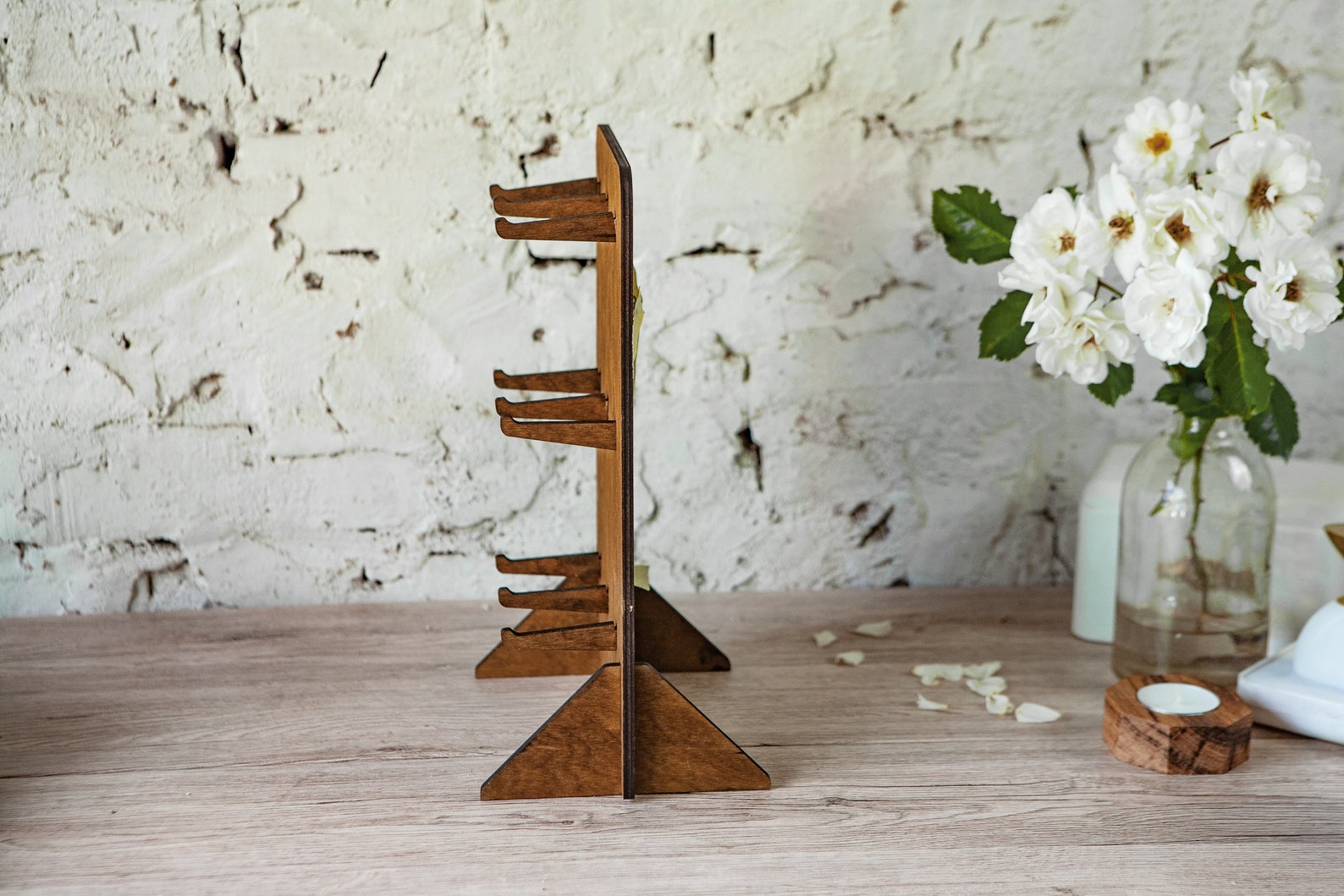 Keychain Display Stand Natural Wood Rounded Square Design - Etsy