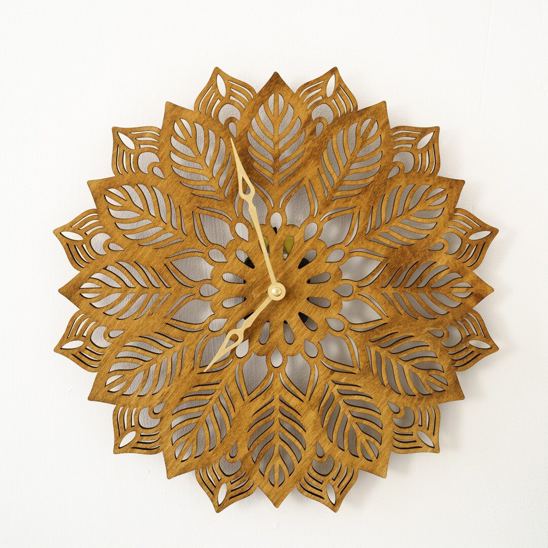 Mandala Wall Clock, Handmade Wooden Clock Wall, Large Wall Clock Unique ...