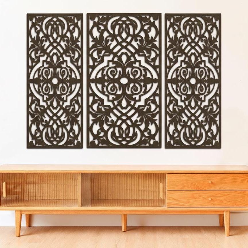Moroccan Wood Panel, Carved Wood Panel Wall, Moroccan Wall Art, Lattice ...