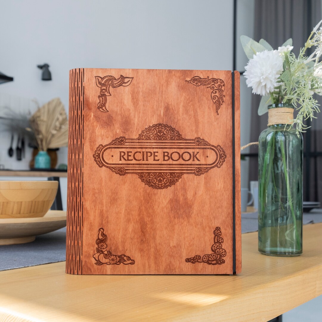 Recipe Book Engraved, Unique Gift Cookbook Wooden Notebook, Custom ...