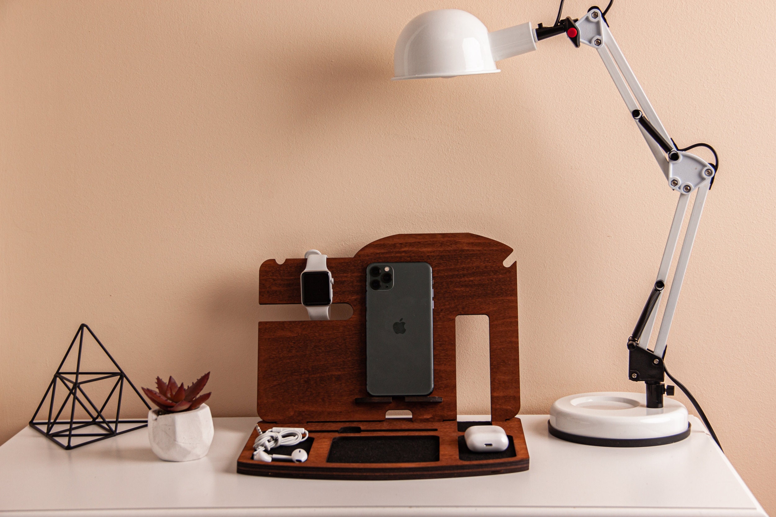 Docking Station Men Personalizeddocking Station Wood | Etsy