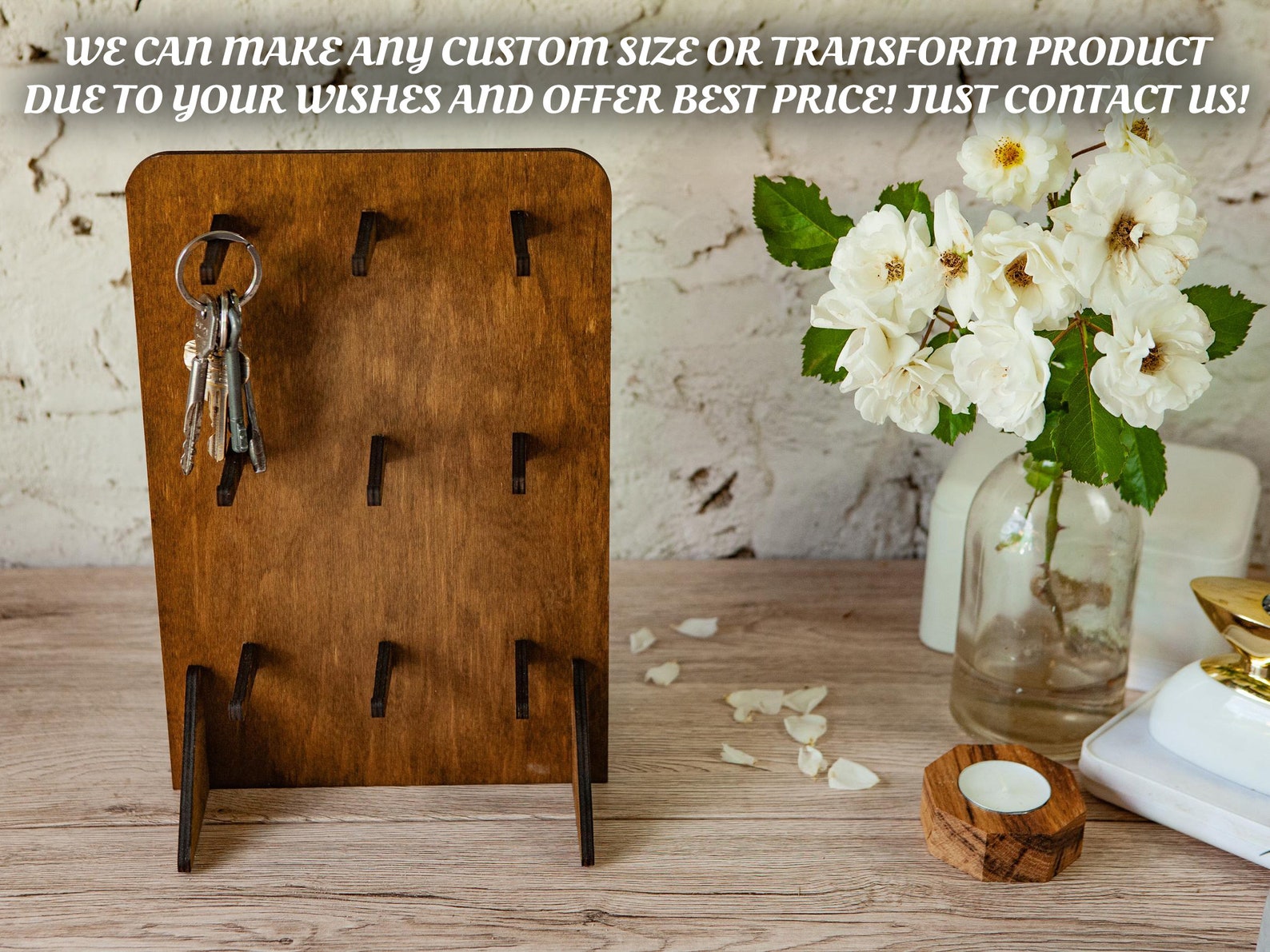 Keychain Display Stand Natural Wood Rounded Square Design - Etsy