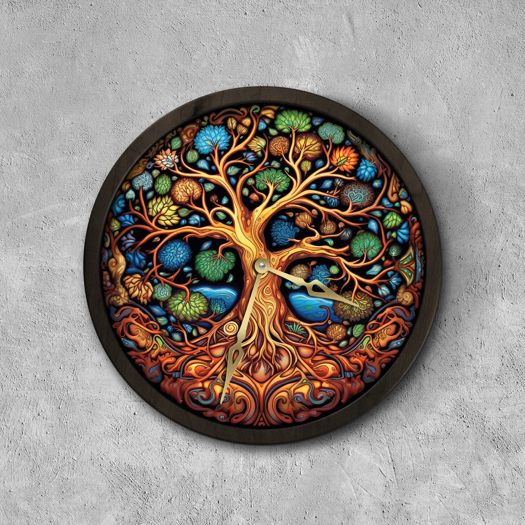 Stained Glass Tree of Life Clock, Tree of Life Wall Clock, Tree Wall ...