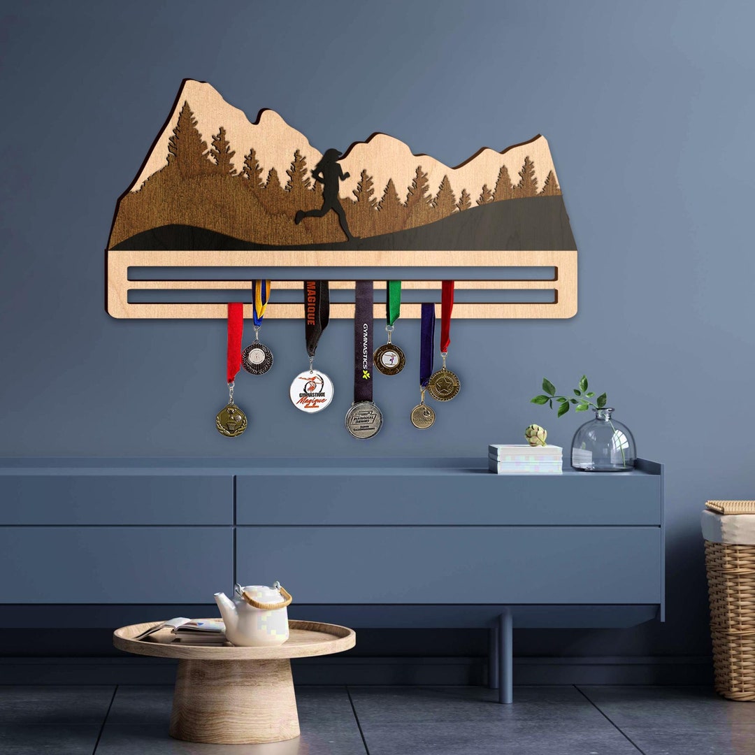 Wooden Medal Holder, Marathon Medal Rack, Runner Medal Hanger, Running ...
