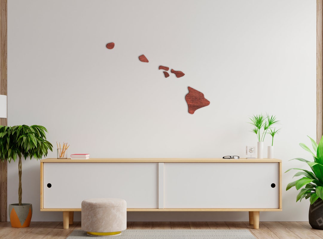 Hawaii Wood Wall Art, Hawaiian Islands Wood Topographic Map, Hawaiian ...
