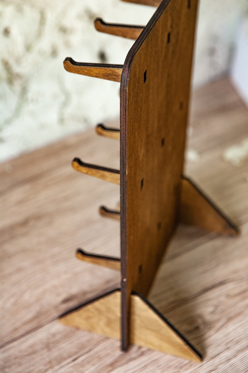 Keychain Display Stand Natural Wood Rounded Square Design Personalized ...