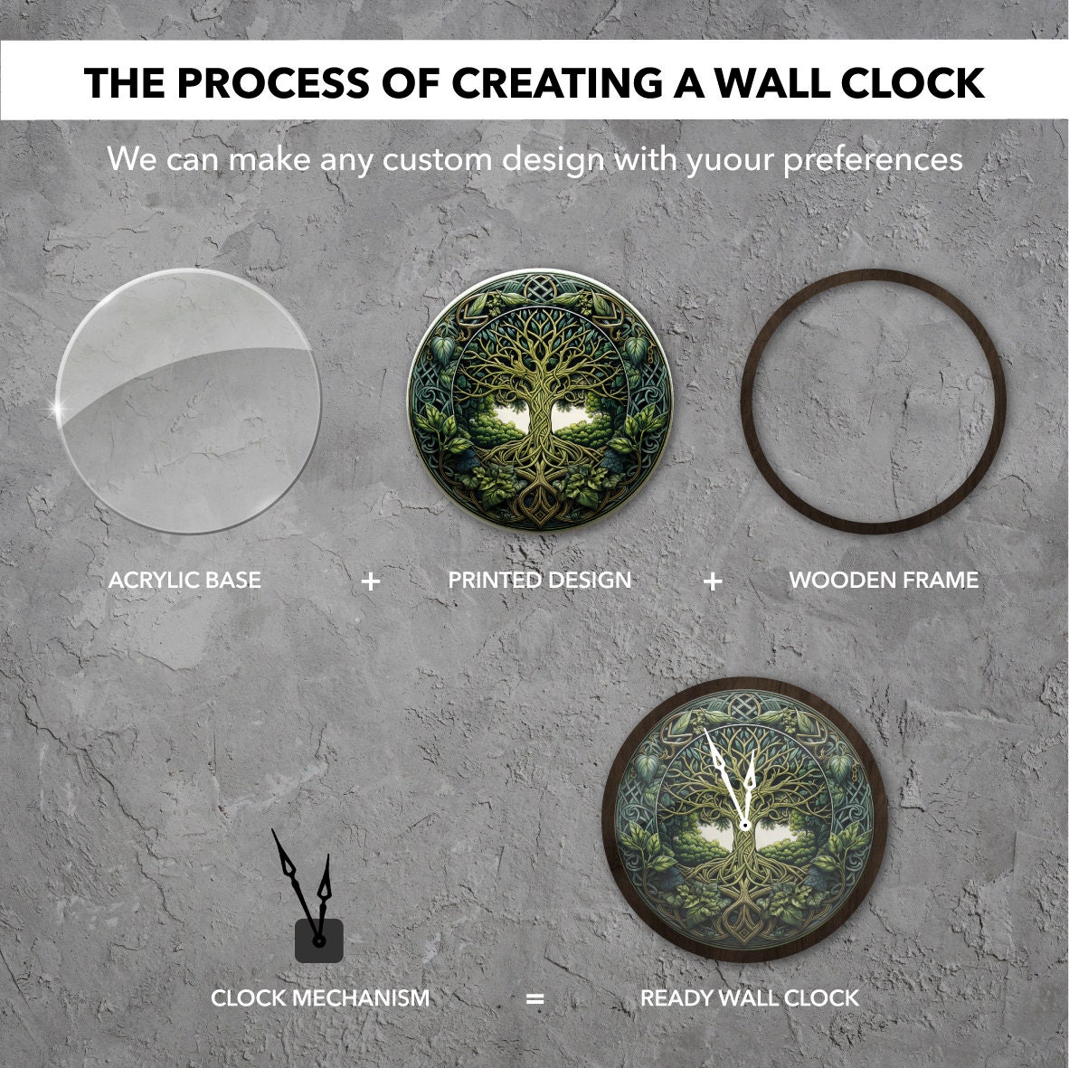 Stained Glass Tree of Life Clock, Tree of Life Wall Clock, Tree Wall ...