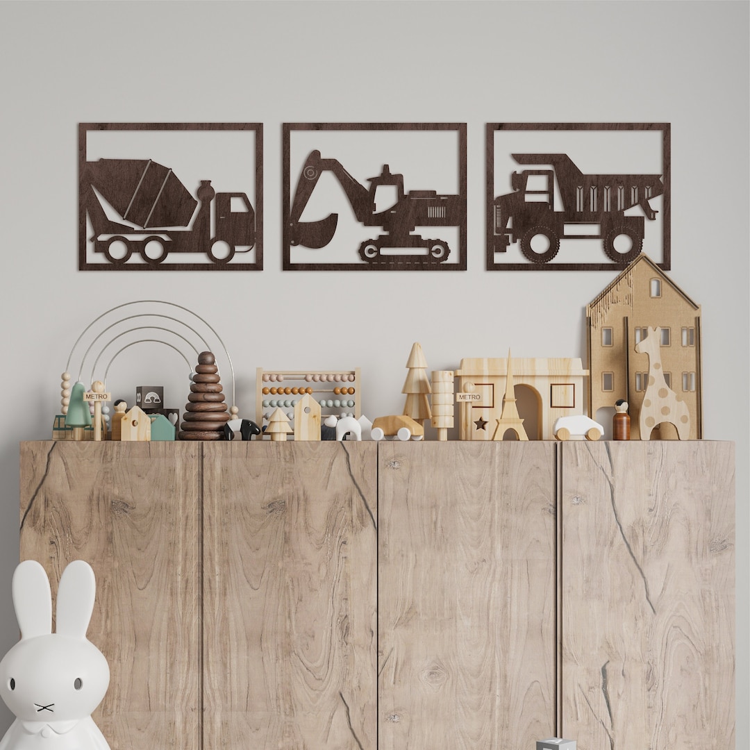 Construction Wall Art, Truck Wall Art Nursery, Excavator Wall Art ...